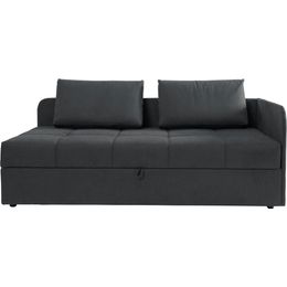 Schlafsofa Alina, B:205cm H:73cm T:95cm, grau, Chenille EQE (100% Polyester), Jugendzimmer, Sofas, "Marla", inkl. Stauraum & 2 R&uuml;ckenkissen, Armlehne