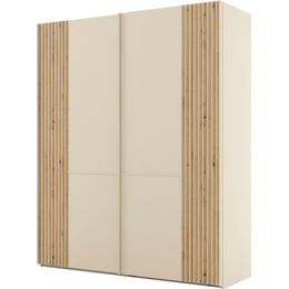 Schwebet&uuml;renschrank Musterring, B:197,3cm H:236cm T:67cm, beige, Hartfaserplatte, Holzwerkstoff, Schr&auml;nke, "Isabelle", T&uuml;ren mit Lamellenoptik,