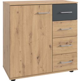 Kombikommode wimex, B:81cm H:83cm T:41cm, grau, Spanplatte, Schlafzimmer, Sideboards, "Taiga", 1 t&uuml;rig und 4 Schubladen