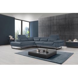 Ecksofa Egoitaliano, B:284cm H:95cm T:108cm, grau, Luxus-Microfaser (100% Polyester) Leder &raquo;BULL&laquo; (echtes Rindsleder). Geschliffenes, pigmentiertes