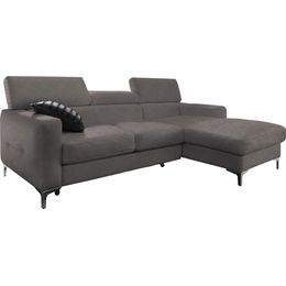 Ecksofa COTTA, B:226cm H:92cm T:105cm, grau, Microfaser PRIMABELLE (100% Polyester);NaturLEDER in Sitz und R&uuml;cken/Kunstleder im Korpus;NaturLEDER