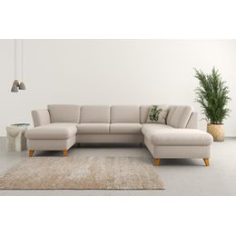 Wohnlandschaft Home Affaire, B:307cm H:86cm T:213cm, grau, 100% Polyester, Sofas, "Trelleborg U-Form", Federkern-Polsterung, wahlweise mit