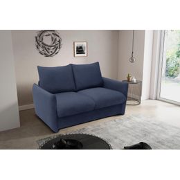 Schlafsofa DOMO collection, B:165cm H:95cm T:100cm, blau, 95% Polyester, 5% Nylon, Jugendzimmer, Sofas, "700023 Schlaffunktion, Federkern, 2-Sitzer,
