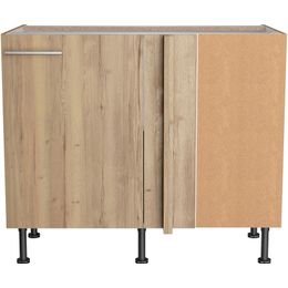 Eckunterschrank Optifit, B:100cm H:87cm T:58,4cm, braun, Holzwerkstoff, K&uuml;che, Schr&auml;nke, "Klara", Breite 100 x 65 cm