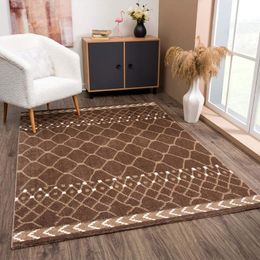 Teppich Carpet City, B:120cm H:10mm L:170cm, braun, Polyester, Wohnzimmer, Teppiche, "April 2312", L&auml;ufer, weich durch Microfaser, Boho Ethno Look,