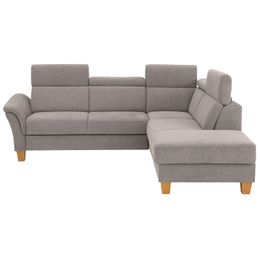 Ecksofa Home Affaire, B:247cm H:84cm T:217cm, braun, 100% Polyester, Wohnzimmer, Sofas, "Conville L-Form", Federkern, wahlweise mit Bettfunktion und