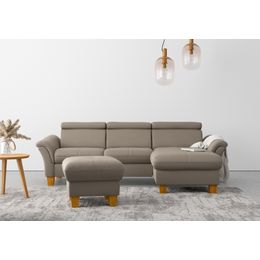 Ecksofa Home Affaire, B:258cm H:84cm T:169cm, braun, 100% Polyester, Wohnzimmer, Sofas, "Lindgren L-Form", wahlweise mit Bett mit klappbaren Rollen,