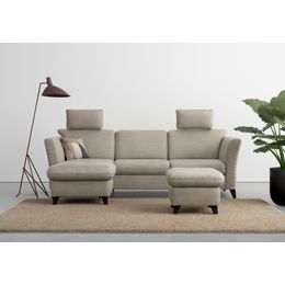 Ecksofa Home Affaire, B:249cm H:86cm T:162cm, grau, 95% Polyester, 5% Polyamid, Wohnzimmer, Sofas, "Trelleborg L-Form", wahlweise mit Bettfunktion