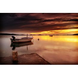 papermoon Fototapete "SEE-NATUR LANDSCHAFT MEER SONNENUNTERGANG WOLKEN HIMMEL", B/L: 4m x 2,6m, Bahnen: 8 Stk., bunt, Schlafzimmer, Tapeten