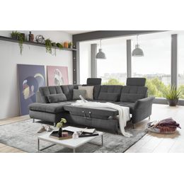 Ecksofa DIE PLANBAR, B:242cm H:87cm T:116cm, grau, 100% Polyester, Wohnzimmer, Sofas, "MP-IN20016 L-Form mit Federkern-Polsterung", wahlweise mit