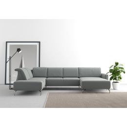 Sit & More Wohnlandschaft SIT & MORE, B:337cm H:84cm T:205cm, grau, Sofas, "Bailando U-Form", wahlweise mit Kopfteilverstellung und Vorziehsitz, motorisch