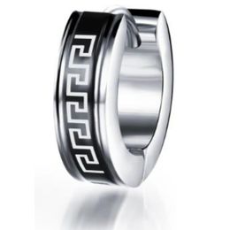 Firetti Herren Single-Creole "Schmuck Geschenk Ohrschmuck einzeln Tribal - M&auml;ander", 12,8mm, Edelstahl, schwarz, Edelstahl, Ohrringe