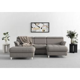 Sit & More Ecksofa SIT & MORE, B:257cm T:166cm, grau, 100% Polyester, Wohnzimmer, Sofas, "Marano L-Form", inklusive Kopfteilverstellung, wahlweise mit