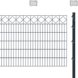 Arvotec Doppelstabmattenzaun "ESSENTIAL 120 zum Einbetonieren "Karo" mit Zierleiste", H/L: 120cm x 40m, Pfosten: 21 Stk., grau, Zaunelemente,