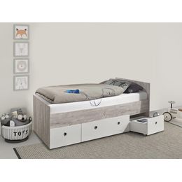 Stauraumbett Arthur Berndt, B:98cm H:70cm L:204cm, wei&szlig;, Kinderzimmer, Betten, "Bente"