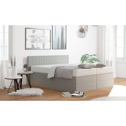 Boxspringbett, B:175cm L:210cm, grau, Westfalia Schlafkomfort, Bezug: 100% Polyester;Polsterwatte: 100% Polyester, Komplettbetten, mit Zierkissen,