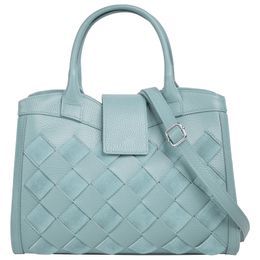 Samantha Look Damen Henkeltasche, blau, Leder, Taschen, echt Leder, Made in Italy