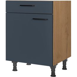 Unterschrank Nobilia, B:60cm H:87cm T:58,3cm, blau, K&uuml;che, Schr&auml;nke, ""Easytouch", Ausrichtung w&auml;hlb., vormontiert, in den Breiten 30, 45 &", 60 cm