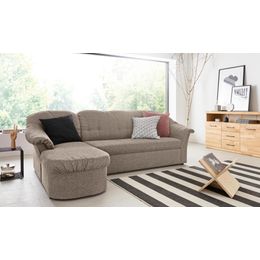 Ecksofa DOMO collection, B:238cm H:82cm T:141cm, braun, 100% Polyester, Wohnzimmer, Sofas, "Pegnitz, elegante R&uuml;ckensteppung, kompakte Stellma&szlig;e