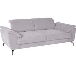 Sit & More 2,5-Sitzer SIT & MORE, B:207cm H:80cm T:112cm, silber, Sofas, "Percy", 15 cm Fu&szlig;h&ouml;he, Sitztiefenverstellung, wahlweise Kopfteilverstellung