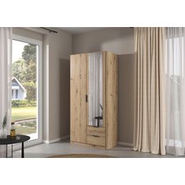 Kleiderschrank Rauch, B:91cm H:197cm T:54cm, braun, Holzwerkstoff, Kinderzimmer, Schr&auml;nke, "Dreht&uuml;renschrank Schrank Garderobe Ankleide Schlafzimmer