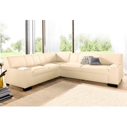 Ecksofa DOMO collection, B:247cm H:77cm T:212cm, beige, Wohnzimmer, Sofas, "Norma Top, elegant und modern, flache Armlehnen, L-Form", wahlweise mit