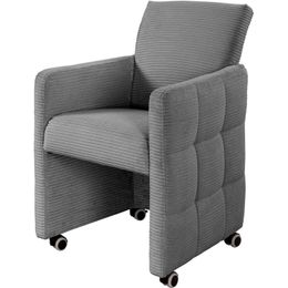 Esszimmersessel, B:64cm H:90cm T:72cm, grau, exxpo - SOFA FASHION, Sessel, "Barista, Loungesessel auf Rollen mit hoher Bodenfreiheit", Barista