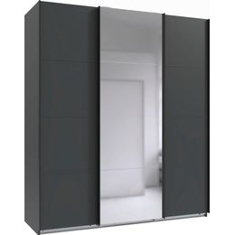 Schwebet&uuml;renschrank wimex, B:180cm H:208cm T:65cm, grau, Schr&auml;nke, "Jork Kleiderschrank mit Spiegel, schwarze Metallgriffe", Schrank in verschiedenen