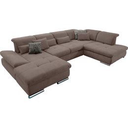 Wohnlandschaft, B:365cm H:80cm T:225cm, grau, SET ONE BY Musterring, Sofas, "SO 4100 komfortable Federkernunterfederung, inkl. Kopfteilverstellung",