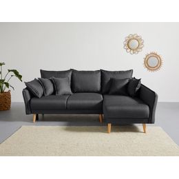 Ecksofa Home Affaire, B:240cm H:95cm T:170cm, grau, 100% Polyester, Wohnzimmer, Sofas, "Granbo L-Form", incl. Bettfunktion und Bettkasten,