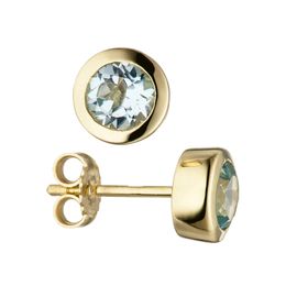 Jobo Damen Paar Ohrstecker "Ohrringe mit Blautopas", 6,8mm, Gelbgold 333, gold, Gelbgold 333, Ohrringe, rund 333 Gold