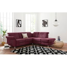 Sit & More Ecksofa SIT & MORE, B:249cm H:83cm T:221cm, rot, Wohnzimmer, Sofas, "Darwin L-Form", inklusive Federkern, wahlweise mit Kopfteilverstellung,