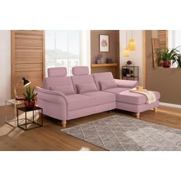 Ecksofa Home Affaire, B:266cm H:89cm T:164cm, rosa, Struktur fein (100% Polyester);Struktur (100% Polyester);Luxus-Microfaser Lederoptik (100%
