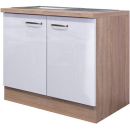 Sp&uuml;lenschrank Flex-Well, B:100cm H:86cm T:57cm, wei&szlig;, Holzwerkstoff, K&uuml;che, Schr&auml;nke, "Florenz", (B x H x T) 100 x 86 x 60 cm, inkl. Einbausp&uuml;le