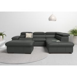 Ecksofa Home Affaire, B:272cm H:73cm T:226cm, grau, Luxus-Microfaser Lederoptik (100% Polyester);Luxus-Microfaser weich (9)0% Polyester / 10%