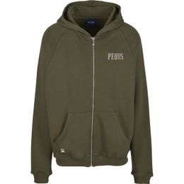 PEQUS Herren Kapuzenpullover "PEQUS PEQUS Back Logo Zip-Hoodie"forest night, Gr. L, mehrfarbig, 100% Baumwolle, Pullover