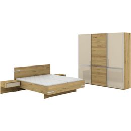 Schlafzimmer-Set Musterring, braun, Floatglas, Hartfaserplatte, Holz teilmassiv, Holzwerkstoff, Massivholz, Spanplatte, Schlafzimmerm&ouml;bel-Sets,