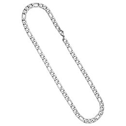 Jobo Damen Kette ohne Anh&auml;nger, Edelstahl, L: 50, silber, Edelstahl, Halsketten, Figarokette Edelstahl 50 cm 7,4 mm