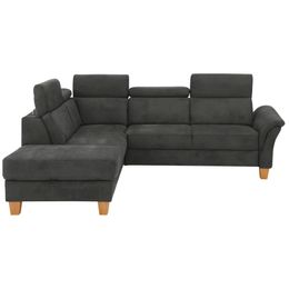 Ecksofa Home Affaire, B:247cm H:84cm T:217cm, grau, 100% Polyester, Wohnzimmer, Sofas, "Conville L-Form", Federkern, wahlweise mit Bettfunktion und