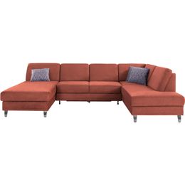 Sit & More Wohnlandschaft SIT & MORE, B:319cm H:89cm T:190cm, orange, Sofas, "Clio U-Form", wahlweise mit Bettfunktion und Bettkasten, inklusive Federkern