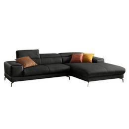 Ecksofa W.Schillig, B:303cm H:70cm T:193cm, grau, Longlife Xtra-Leder Z59: Glattleder mit modischer Pr&auml;gung. Hautst&auml;rke 0, 9 - 1, 1 mm, Wohnzimmer,
