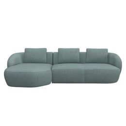 Wohnlandschaft FLEXLUX, B:276cm H:85cm T:146cm, blau, Sofas, "Torino, rund, L-Form, Sofa-Ecke mit Recamiere, Longchair-Sofa", Modernes, organisches