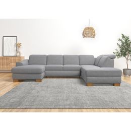 Wohnlandschaft Home Affaire, B:338cm H:86cm T:219cm, grau, Flachgewebe (100% Polyester), Sofas, "Dundee U-Form", wahlweise mit Kopfteilverstellung