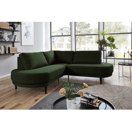 Ecksofa, B:200cm H:82cm T:200cm, gr&uuml;n, ATLANTIC HOME COLLECTION, Wohnzimmer, Sofas, "Ronny L-Form", mit Wellenunterfederung, organische Formsprache,