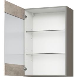 Glash&auml;ngeschrank KOCHSTATION, B:60cm H:90cm T:35cm, grau, K&uuml;che, Schr&auml;nke, "KS-Trea OG60-90", inklusive zwei Glaseinlegeb&ouml;den, Breite 60 cm, H&ouml;he 90