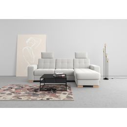 Sit & More Ecksofa SIT & MORE, B:252cm H:82cm T:161cm, silber, Wohnzimmer, Sofas, "Quincy L-Form", wahlweise mit Bettfunktion und Bettkasten