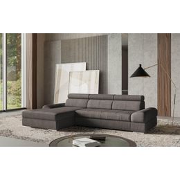 Sit & More Ecksofa SIT & MORE, B:284cm H:79cm T:171cm, grau, 100% Polyester, Wohnzimmer, Sofas, "Broadway L-Form", inklusive Kopfteilverstellung, wahlweise mit
