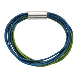 ZEEme Damen Armband "Leder 9-reihig t&uuml;rkis mit Magnetverschlu&szlig; aus Stahl 19cm lang", 19cm, Edelstahl, blau, Edelstahl, Armb&auml;nder