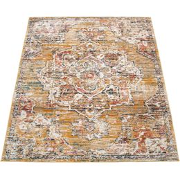 Teppich Paco Home, B:120cm H:8mm L:170cm, gelb, Polyester, Polypropylen, Wohnzimmer, Teppiche, "Herbete 734", Kurzflor, Orient-Optik, Vintage Design