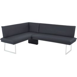 K+w Komfort & Wohnen Eckbank, H:86cm T:60cm, blau, K+W KOMFORT & WOHNEN, Esszimmer, Sitzb&auml;nke, mit Sattlernaht und schmaler Kufe, langer Schenkel rechts oder links